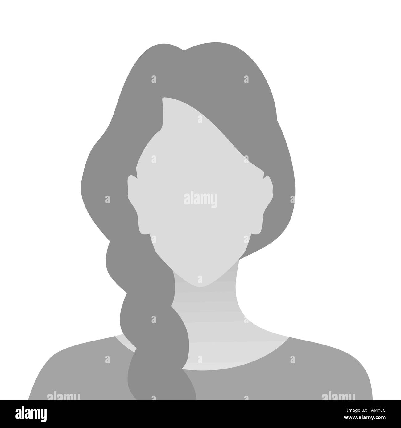 Person gray photo placeholder woman in T-shirt on white background ...