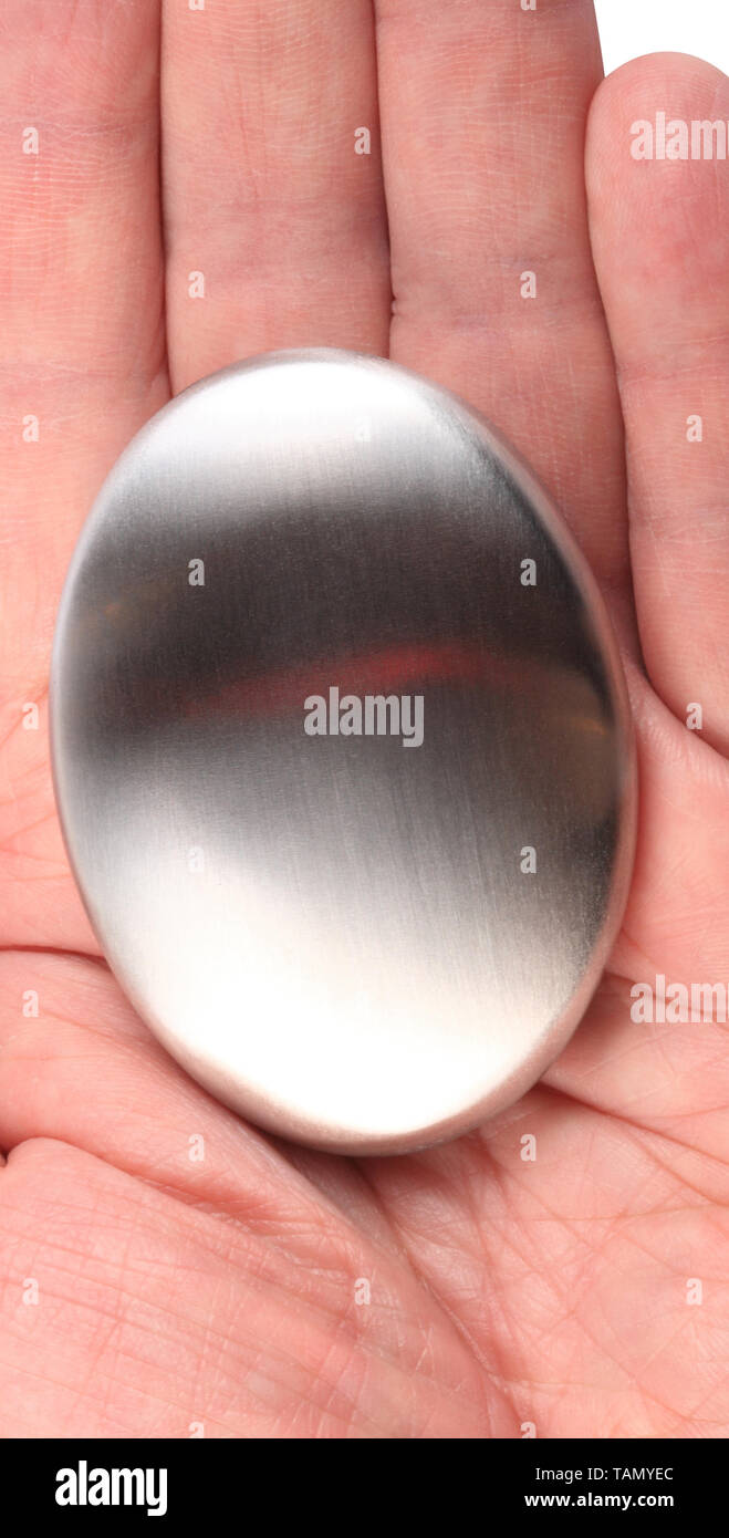 hand with Stainless Steel Soap isolated on white background Stock Photo ...