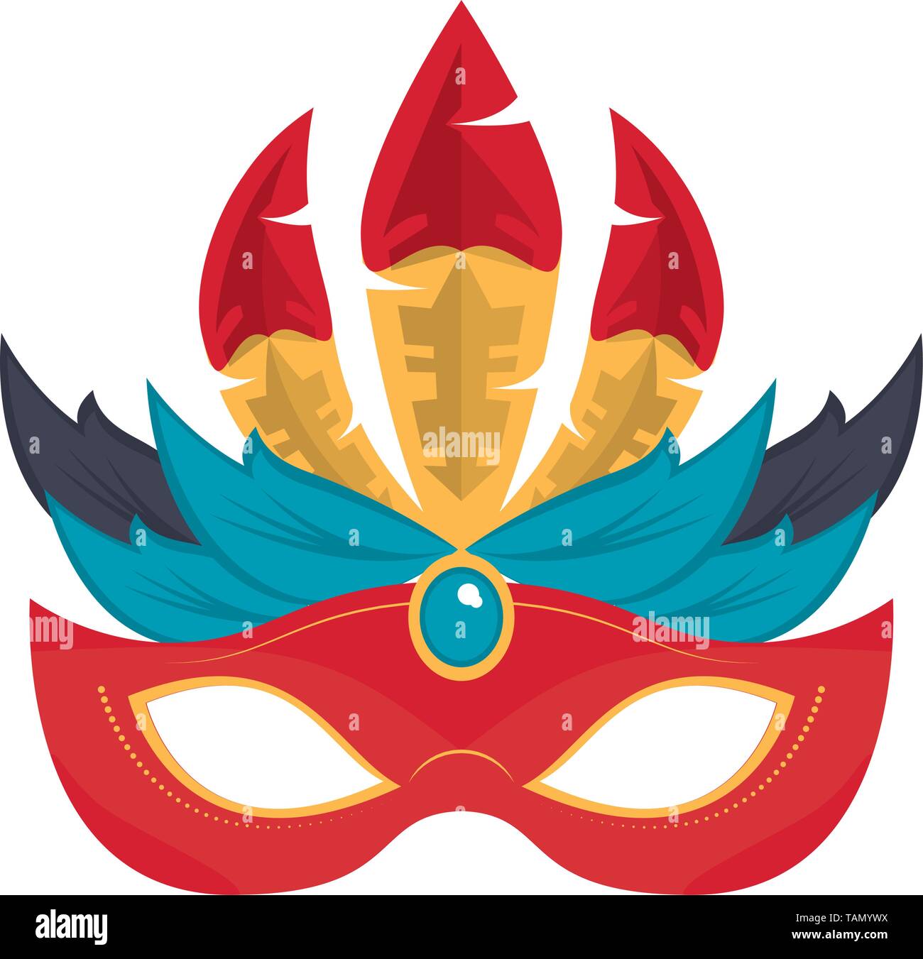 Party mask with feathers cartoons vector illustration Stock Vector ...