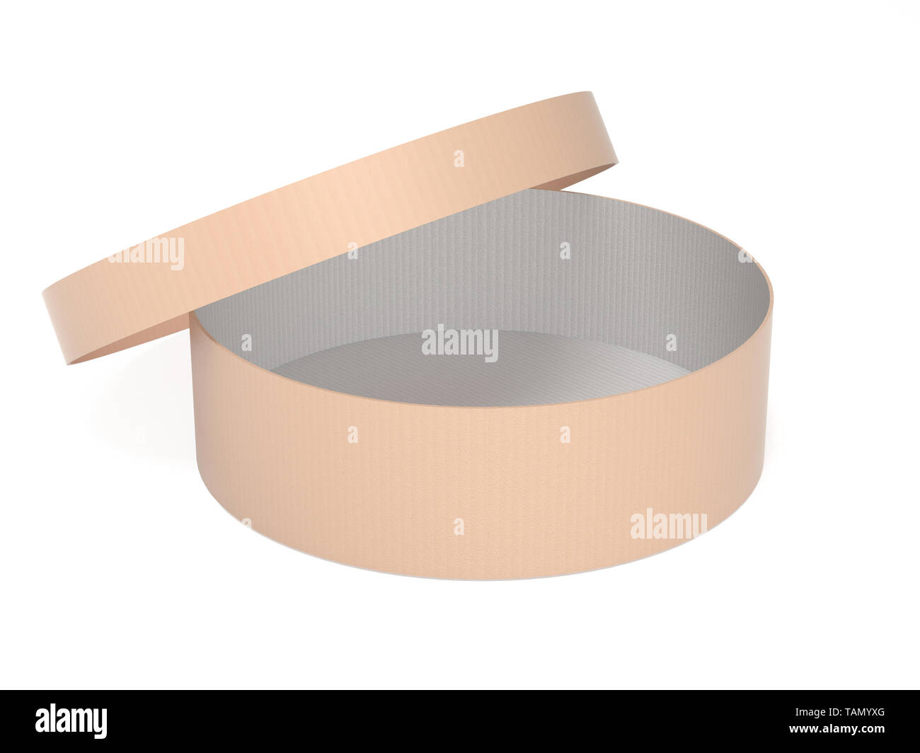 Round hat box. Corrugated paper carton. 3d rendering illustration ...