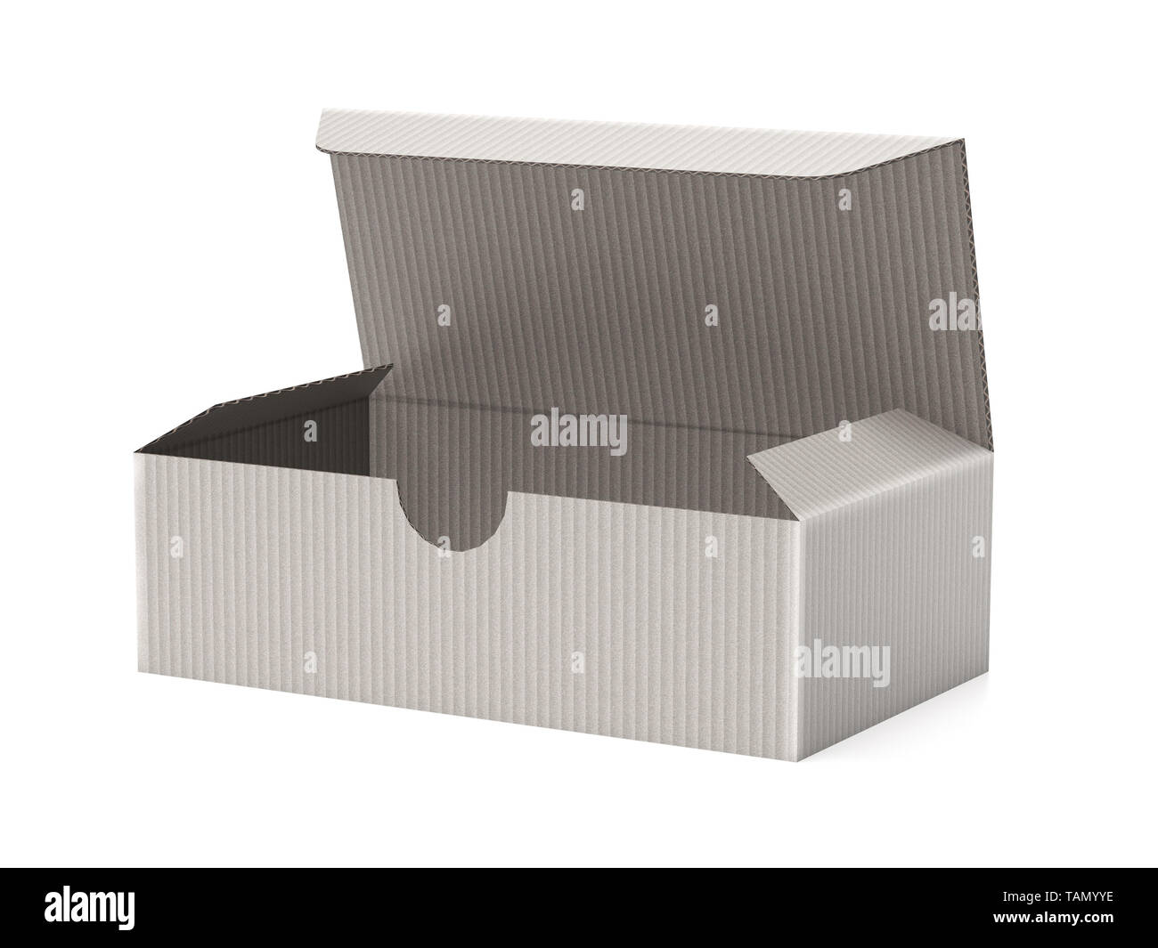 Open paper cardboard box. Empty shoe box. 3d rendering illustration ...