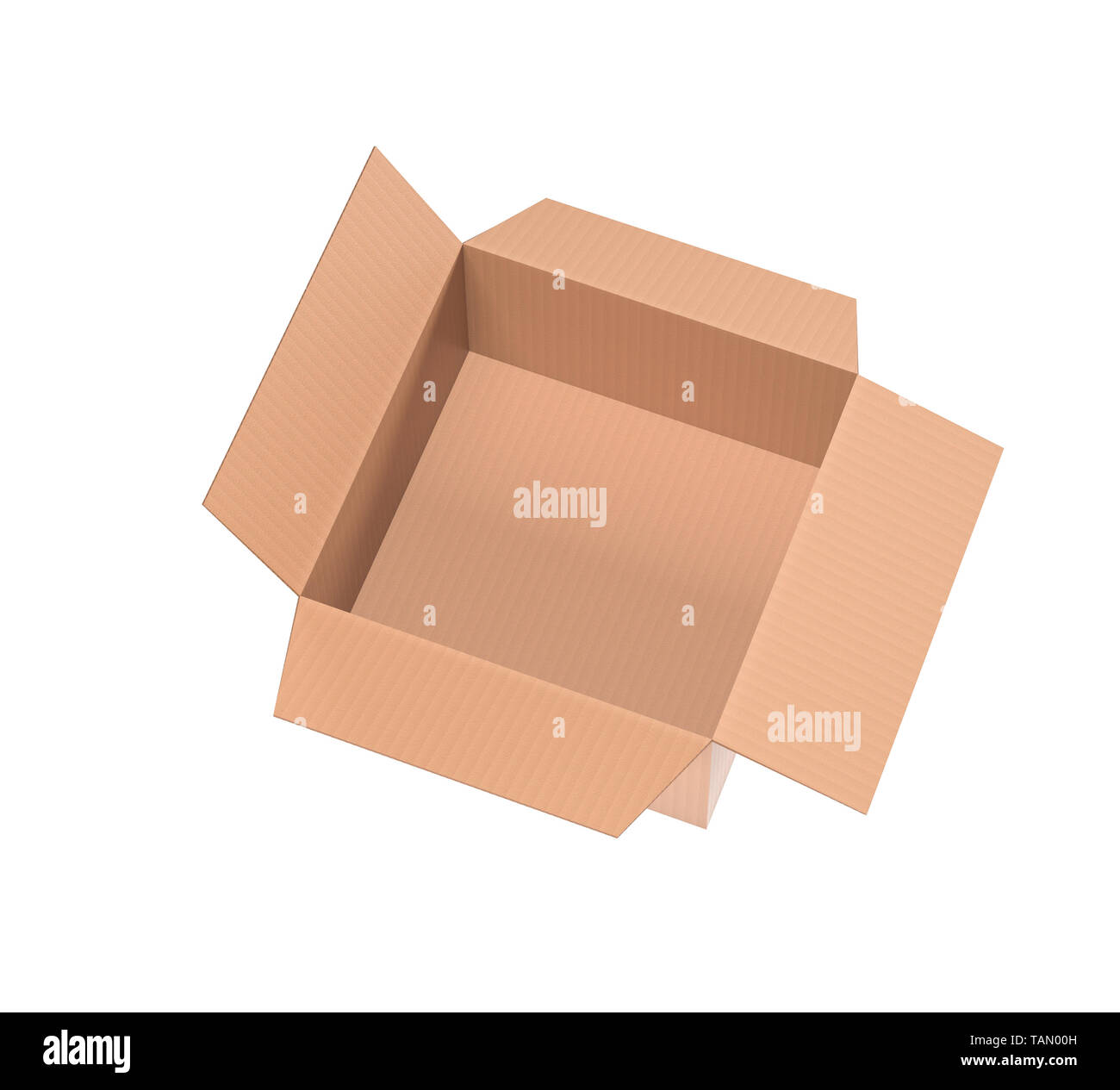 Open paper cardboard box. 3d rendering illustration isolated on white ...