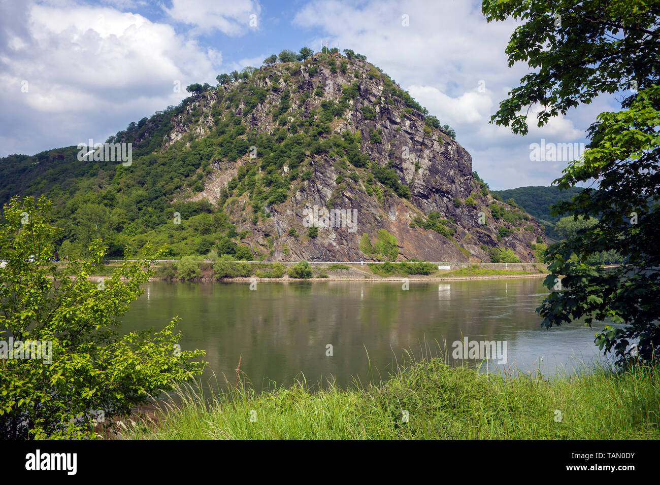 Lorelei rock at right bank of the rhine river, St. Goarshausen, Unesco ...