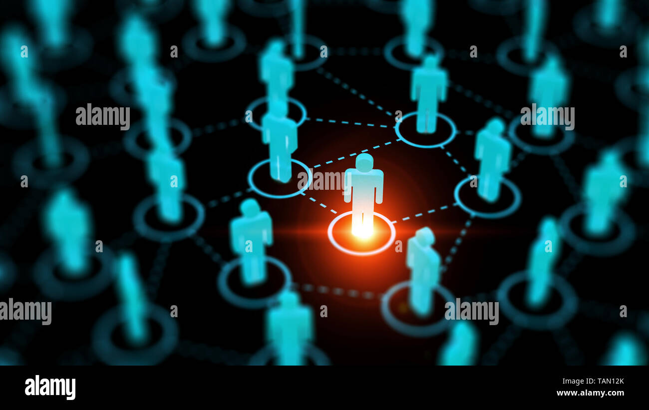 Abstract social network concept, connecting human figures by network ...