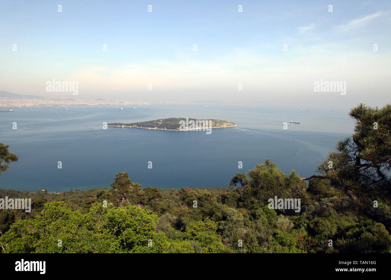 Sedef Island from Prince Island Buyukada in Marmara Sea, Istanbul ...