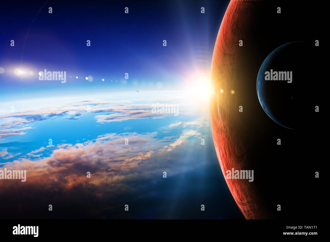 Abstract planets and space background Stock Photo - Alamy