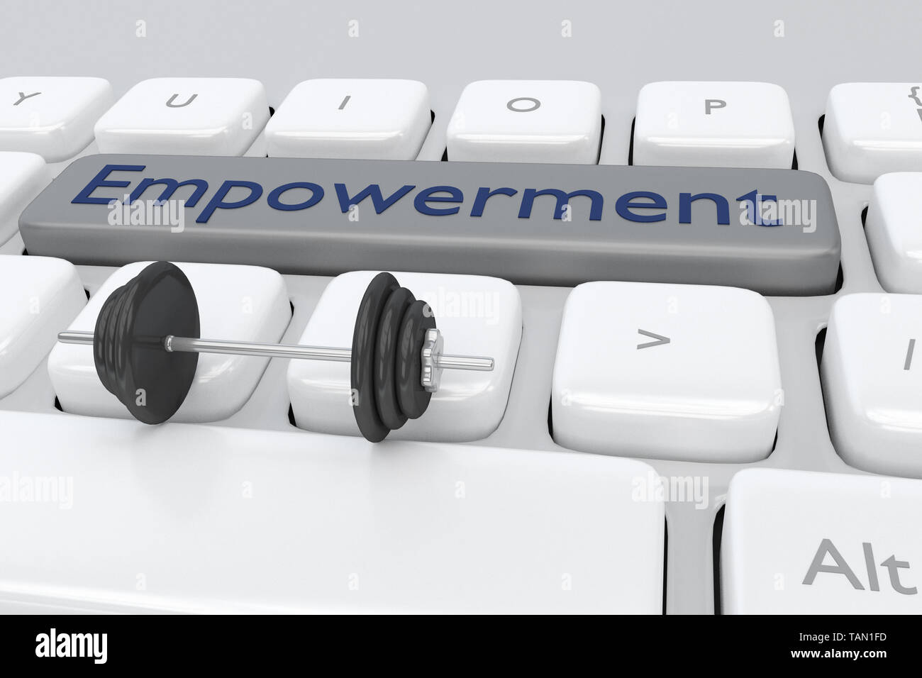 3D illustration of computer keyboard with the script Empowerment on a ...