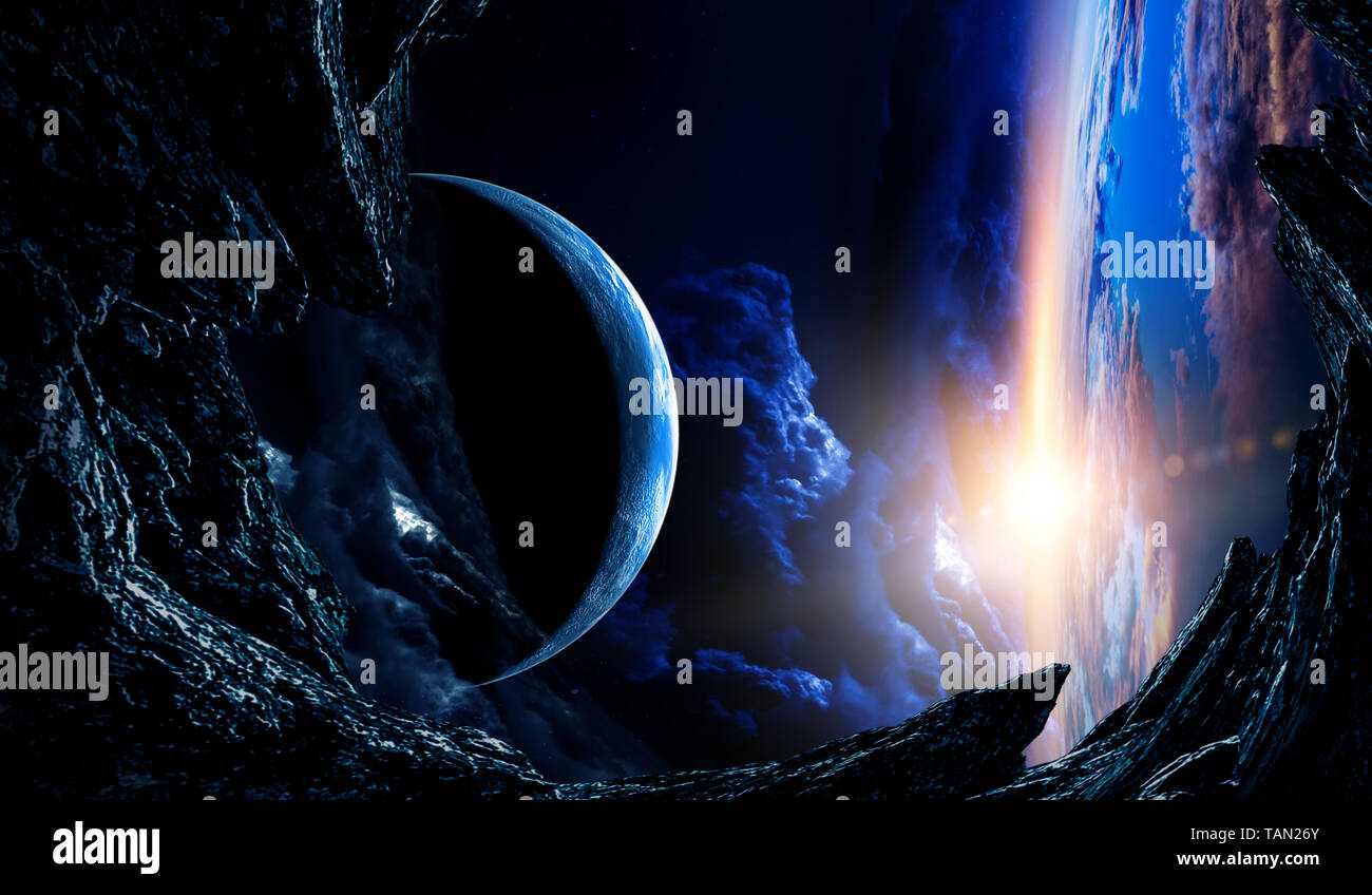 Abstract planets and space background Stock Photo - Alamy