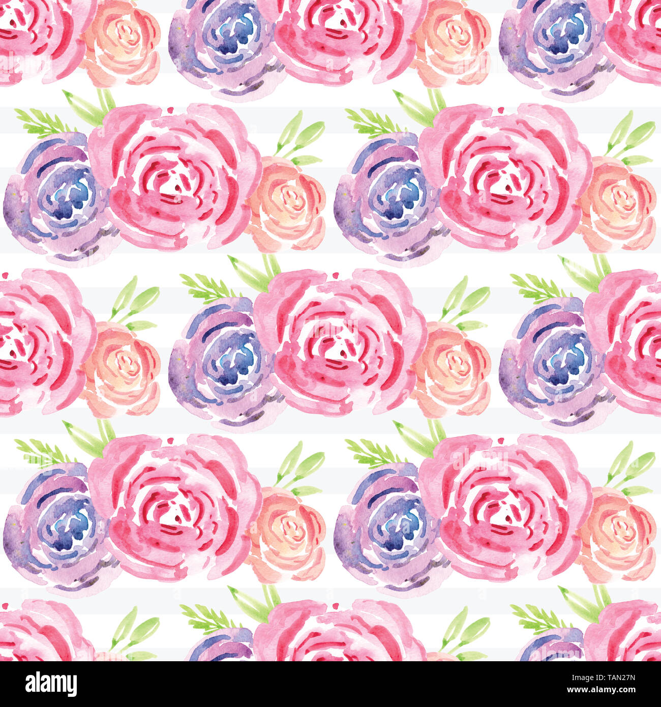 Hand-painted watercolor floral rose Pattern. Illustration of decorative ...