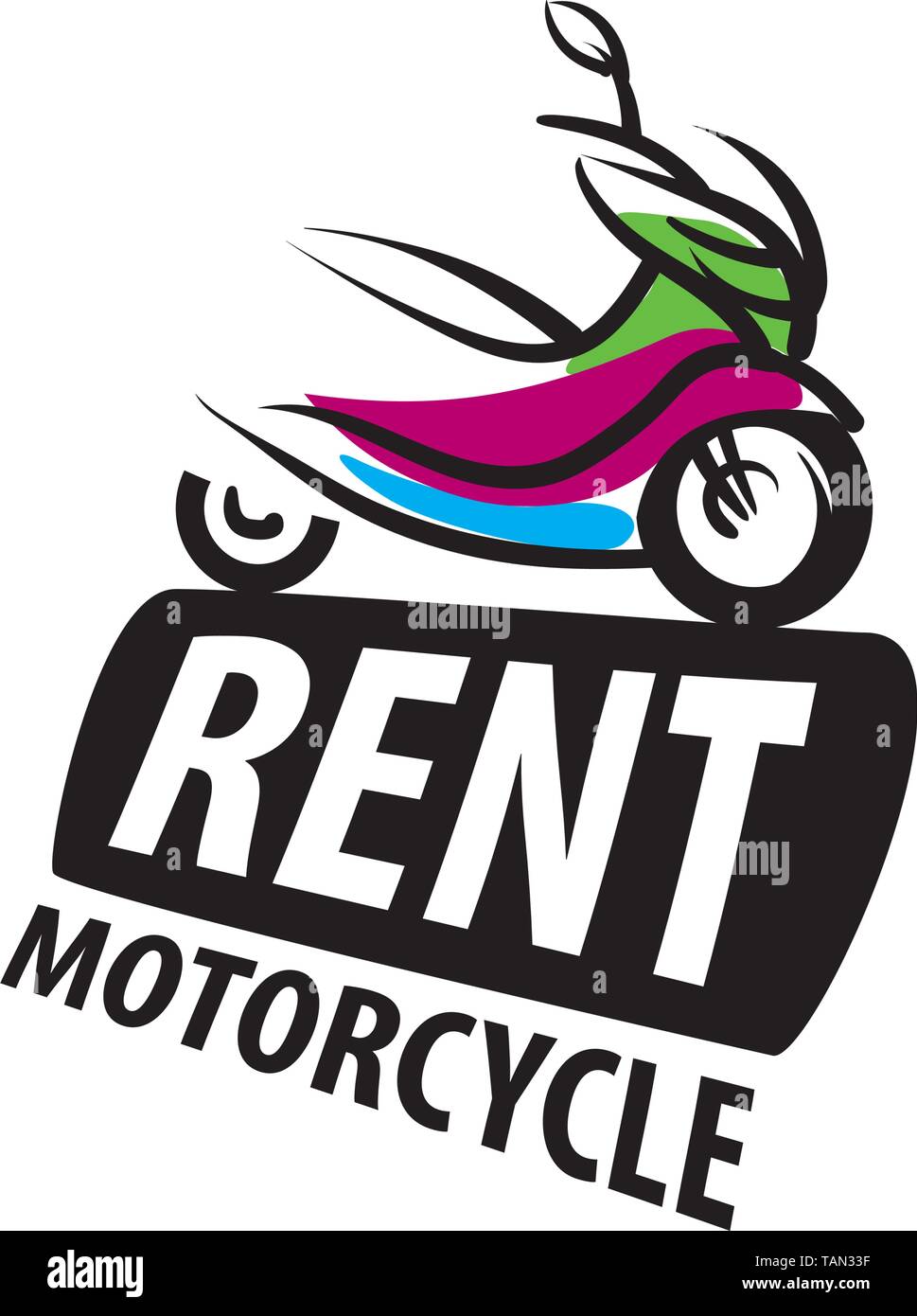 Motorcycle logo for rent. Vector illustration on white background Stock ...