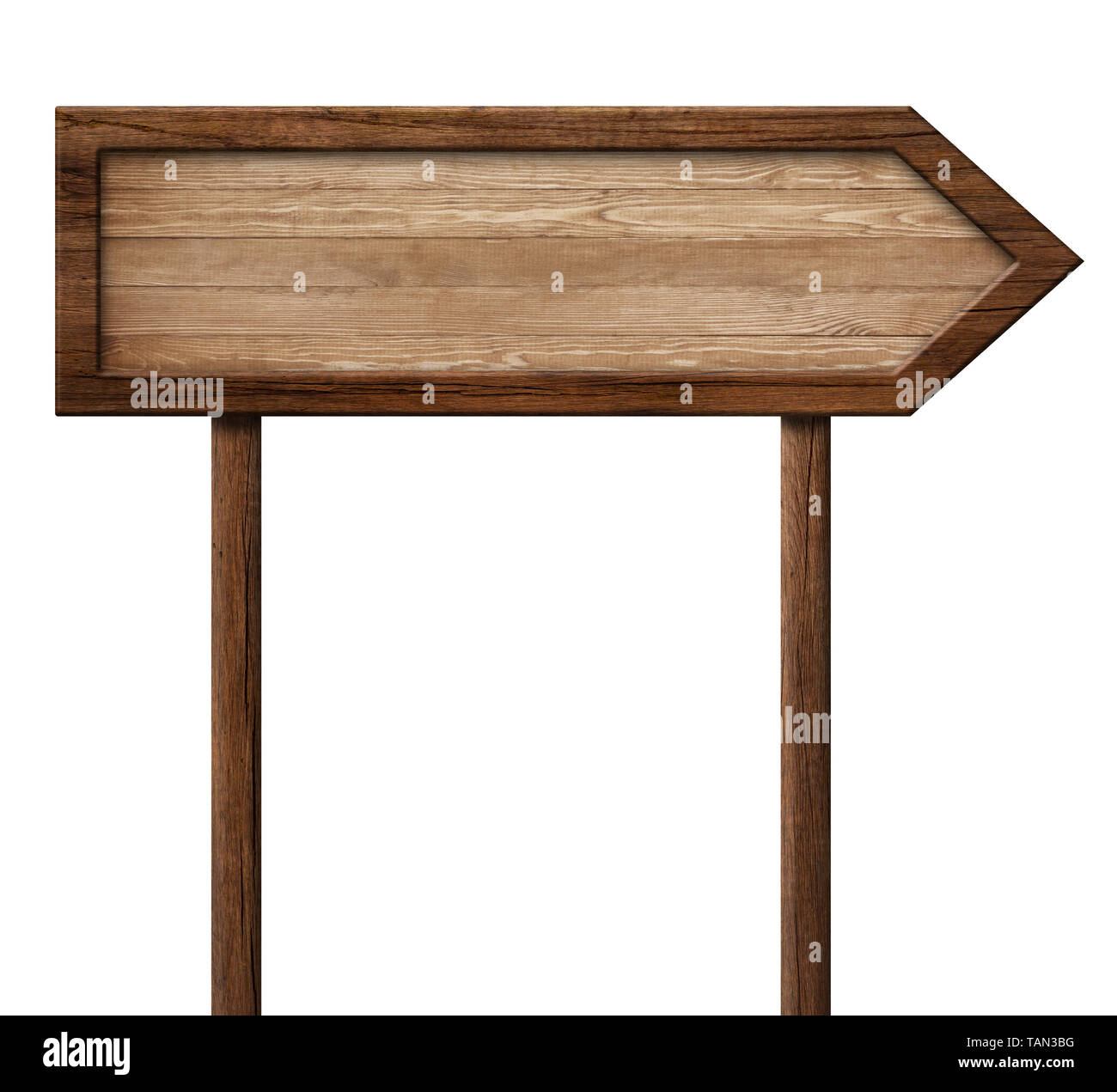 Simple wooden arrow signpost roadsign made of natural wood with double ...