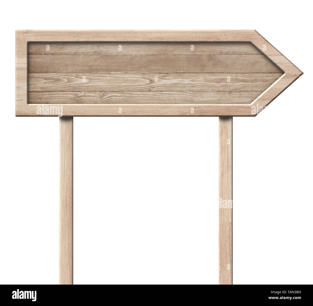 Simple wooden arrow signpost roadsign made of natural wood with double ...