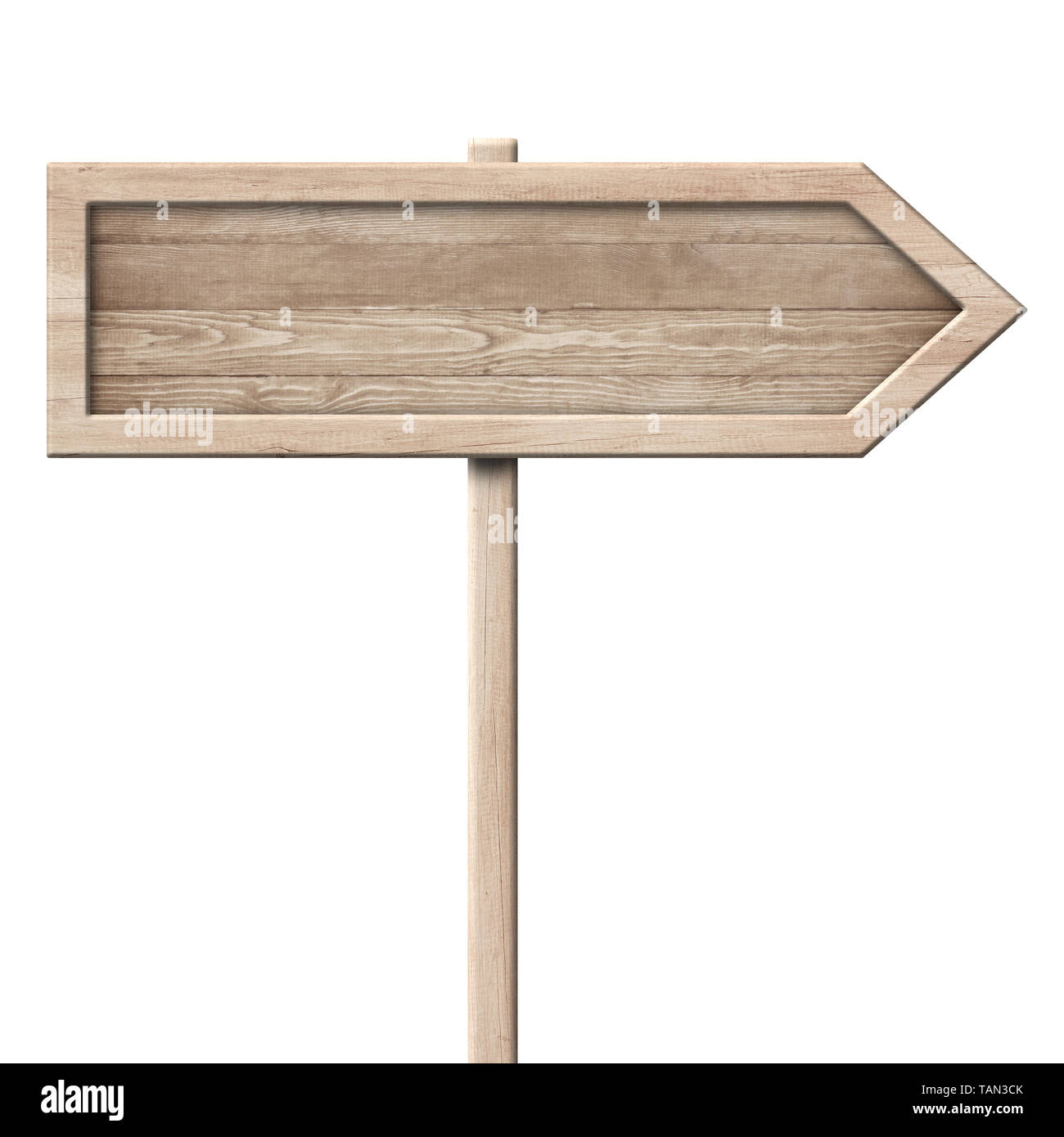 Simple wooden arrow signpost roadsign made of natural wood with single ...