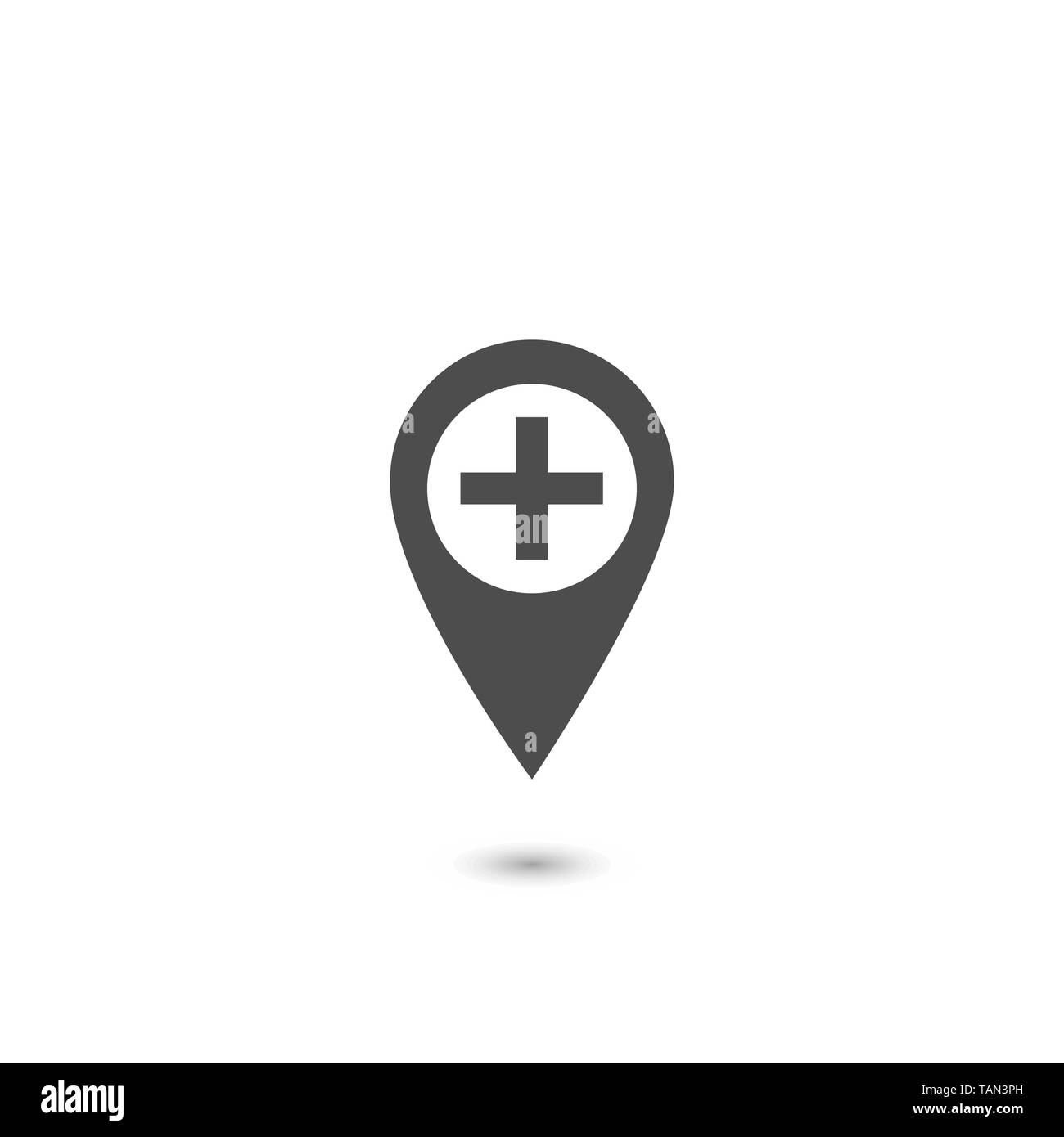 Cross icon, Map pin symbol Hospital sign Vector illustration Stock ...