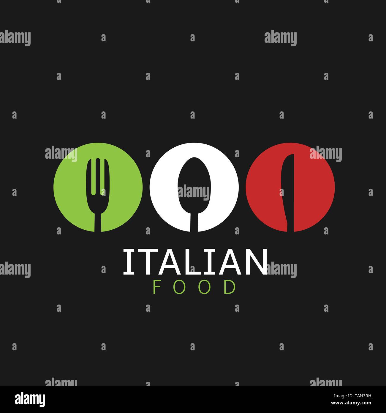 Italian food icon. Italian flag symbol Spoon fork and knife icons Stock ...
