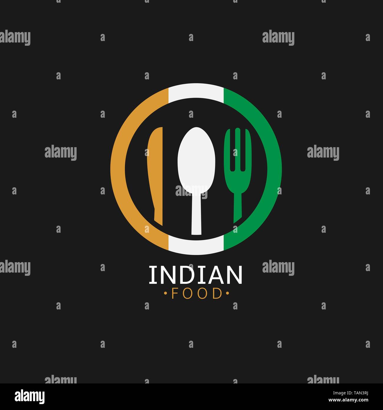 Indian food icon. Indian flag symbol Spoon fork and knife icons Stock ...