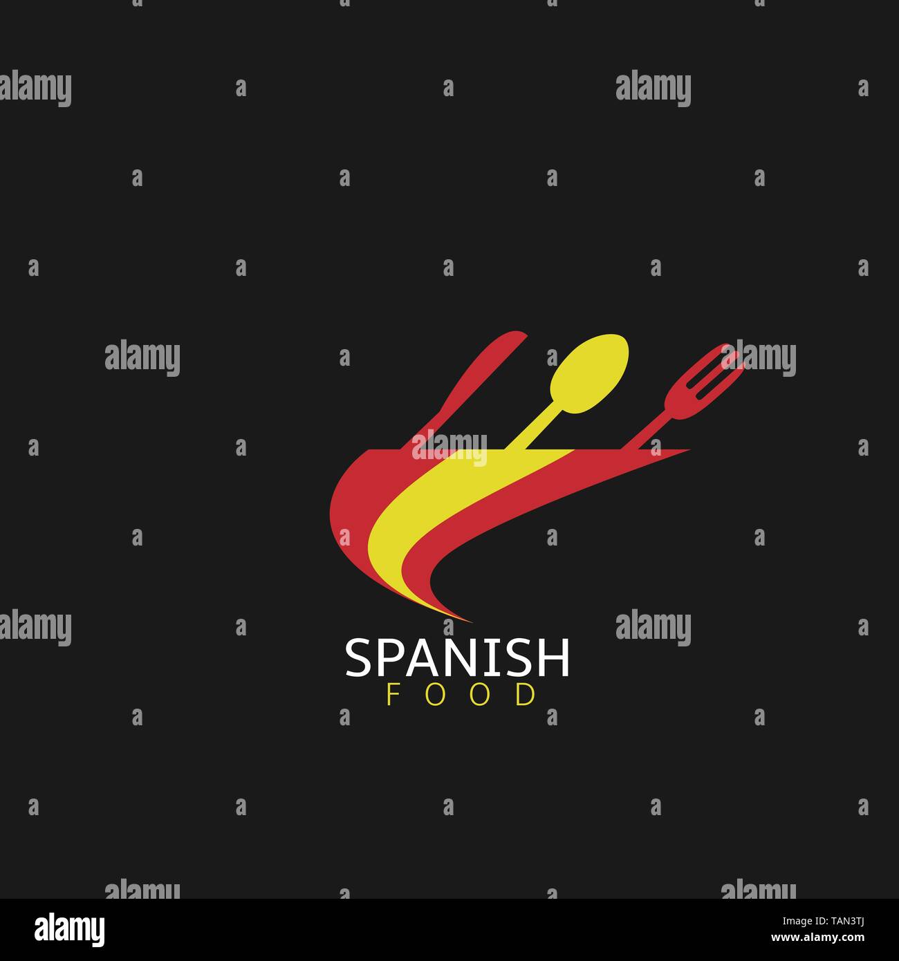 Spanish food icon. Spanish flag symbol Spoon fork and knife icons Stock ...