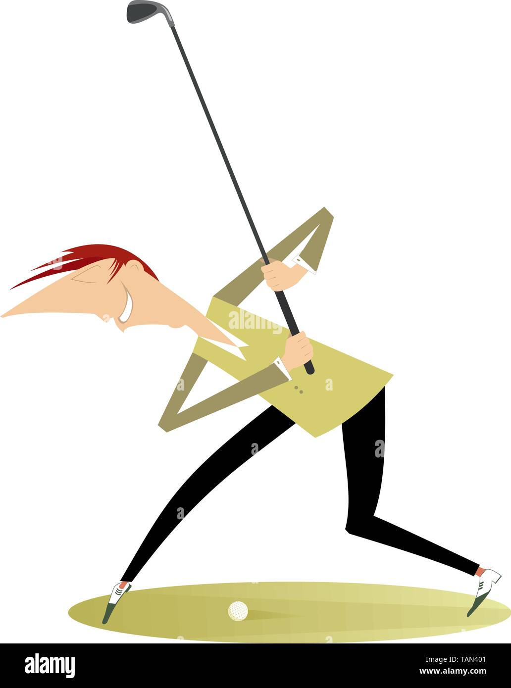 Smiling golfer on the golf course illustration. Cartoon smiling golfer ...