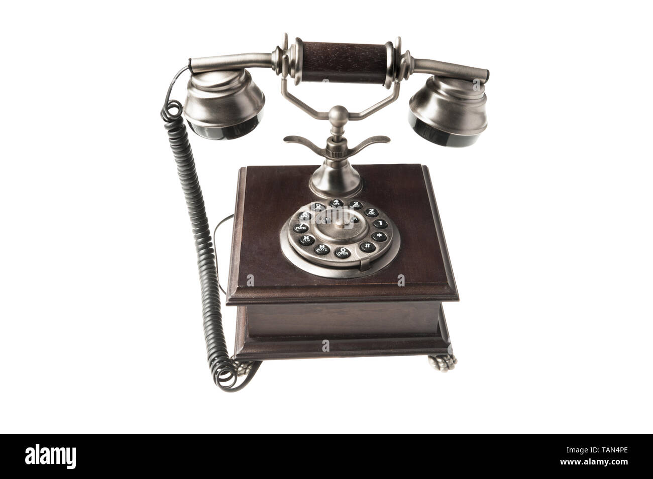 old style desk phone isolated on white background Stock Photo - Alamy