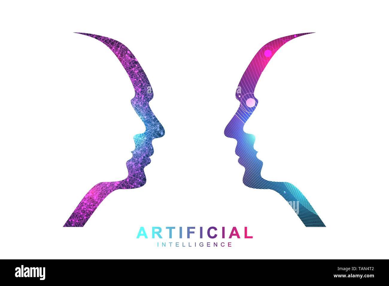 Futuristic Artificial Intelligence and Machine Learning Concept. Human Big Data Visualization ...