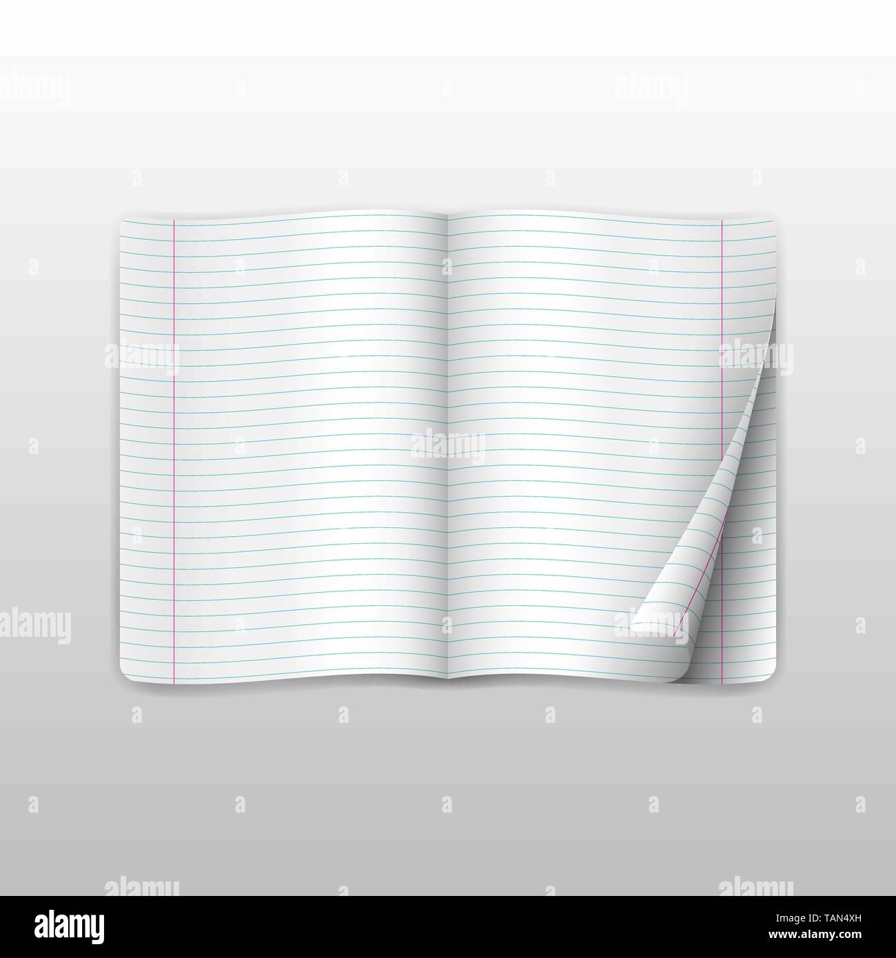 Open notebook template with strips and folded sheet. Mockup magazine or ...