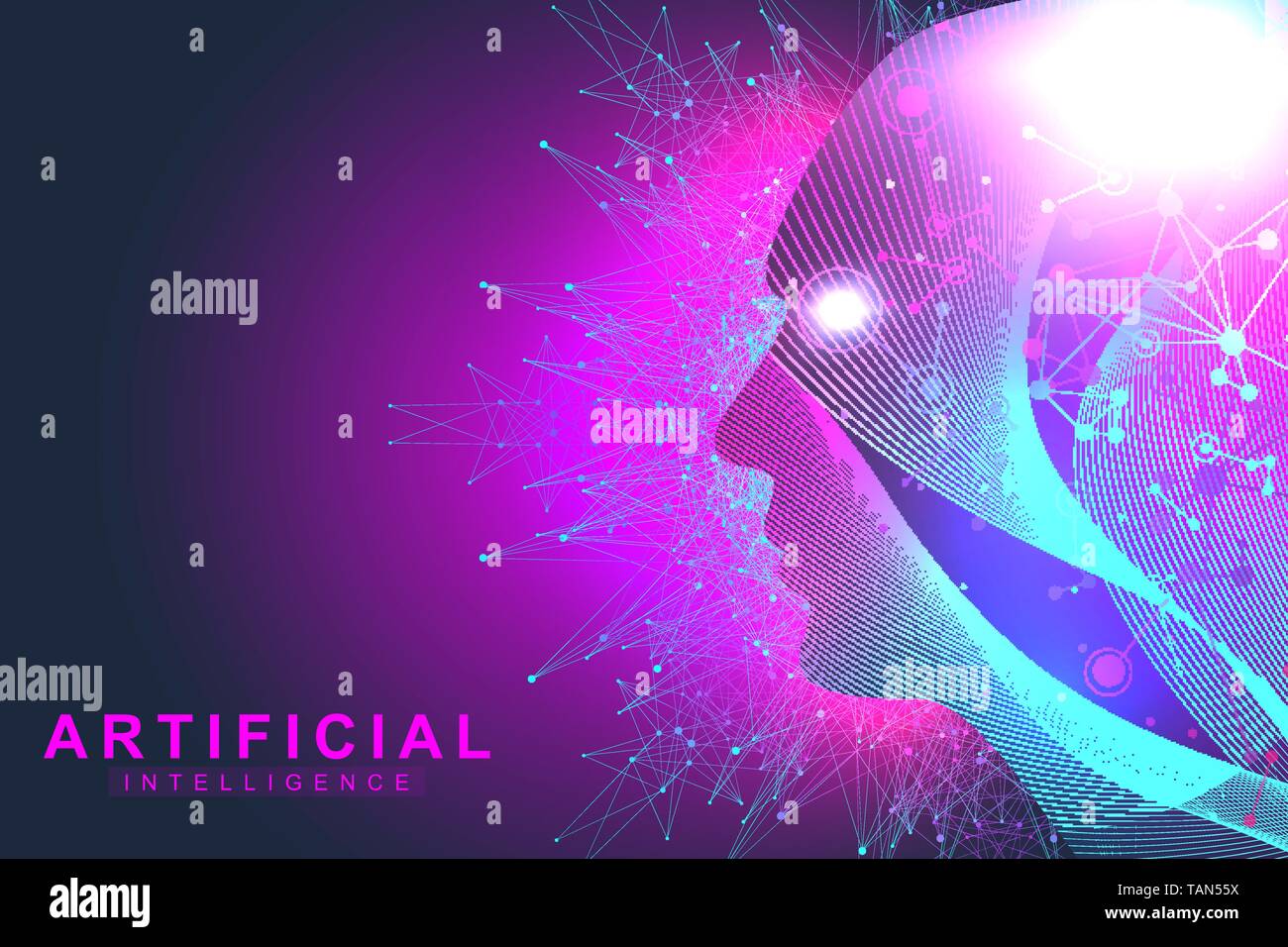 Futuristic Artificial Intelligence and Machine Learning Concept. Human ...