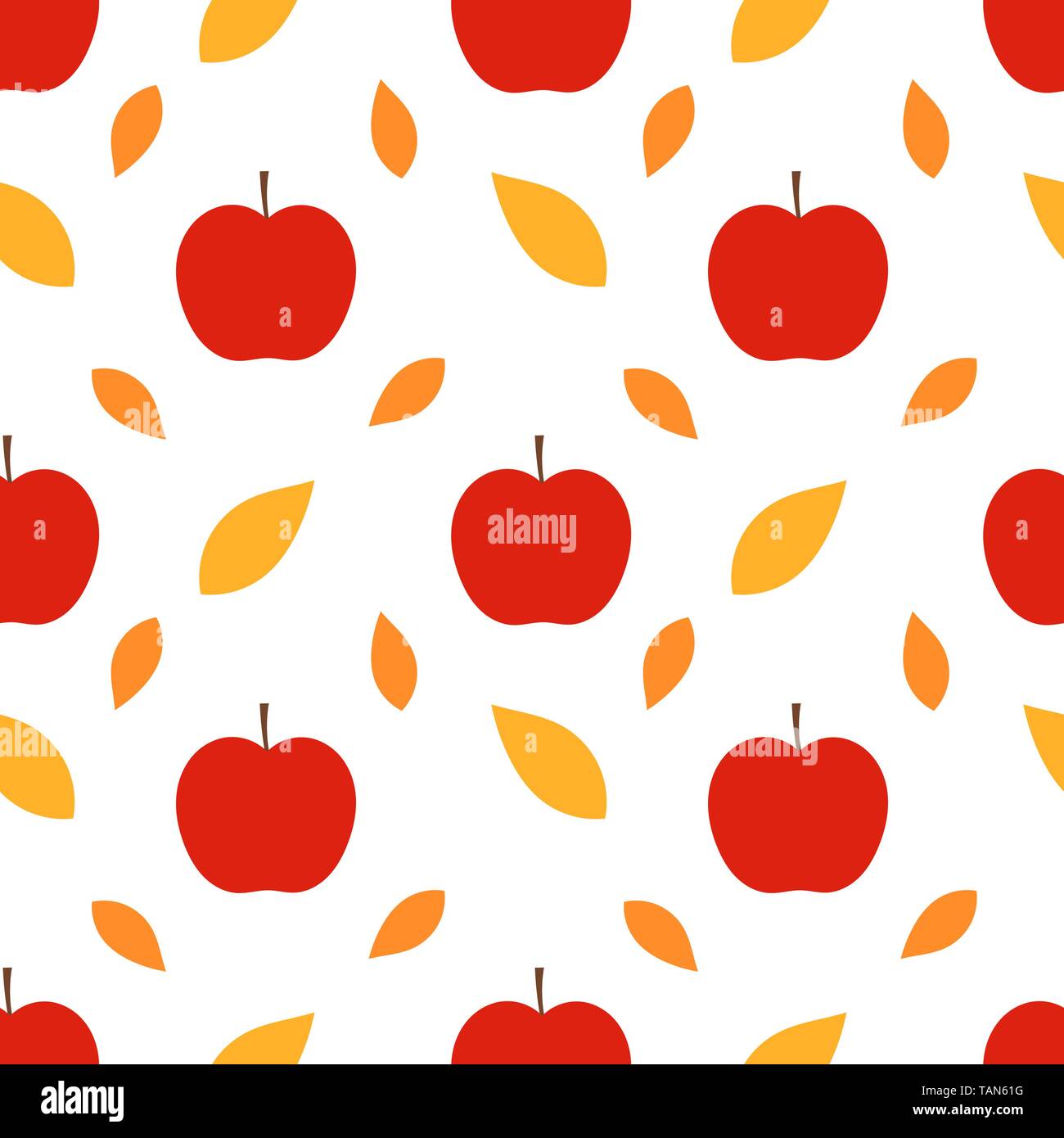 Autumn apples and leaves seamless pattern. Vector illustration Stock ...