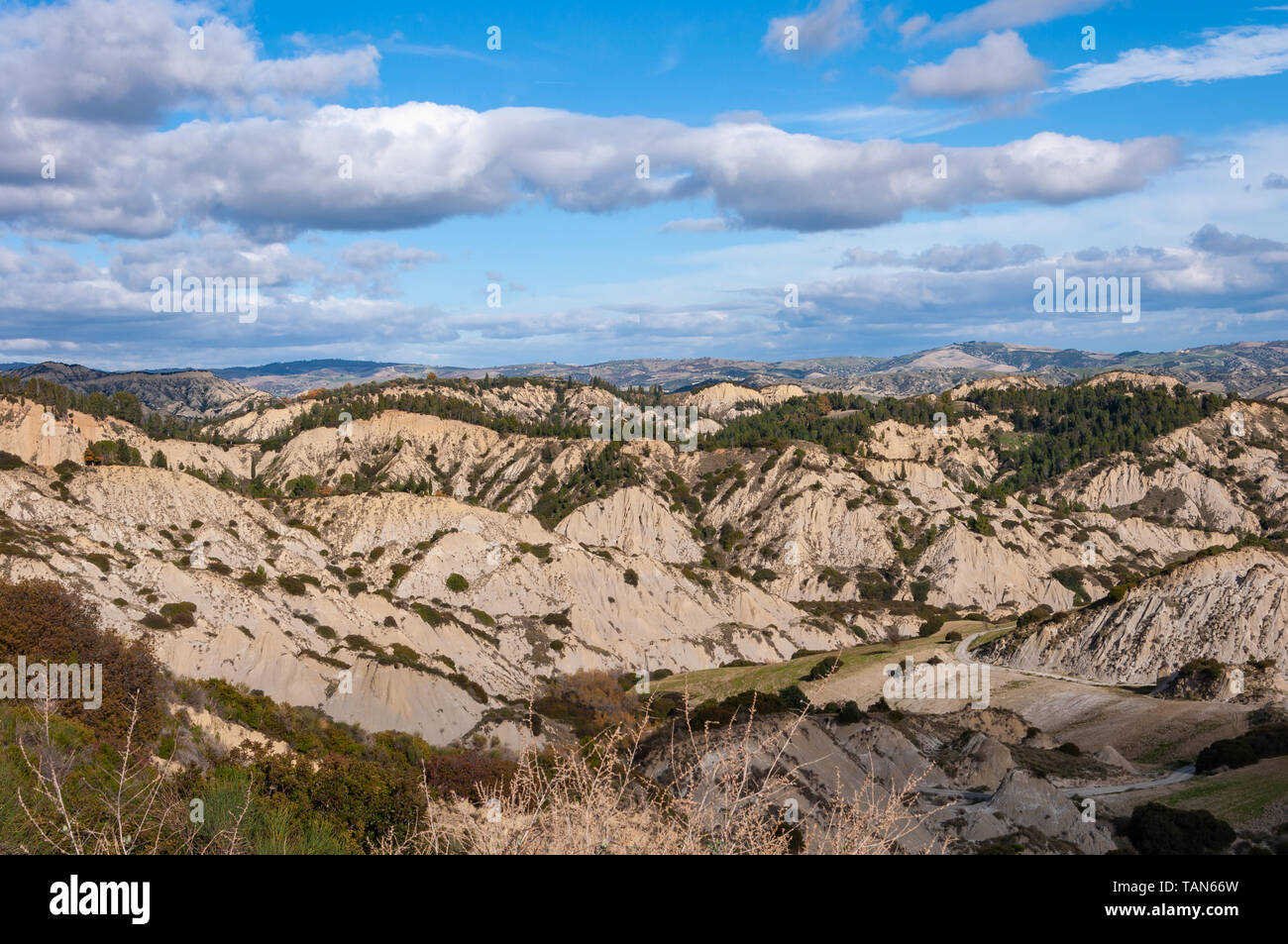 The park of the Aliano gullies, mountains of clay that surround the ...