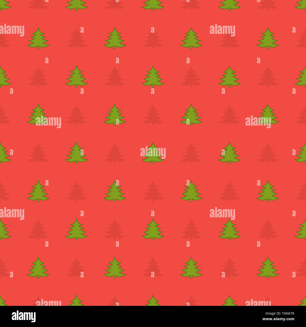 Red and green Christmas trees seamless pattern. Vector illustration ...