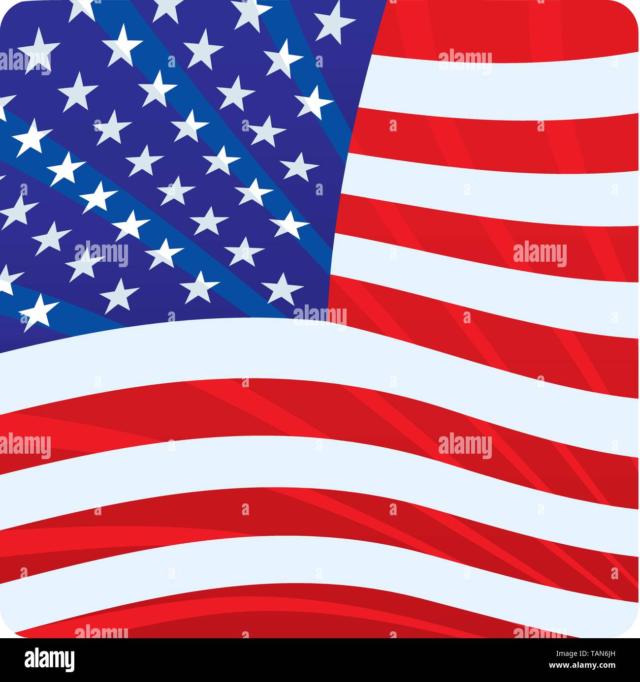 Vector icon of amercan flag with waves and shine. Square symbol Stock ...