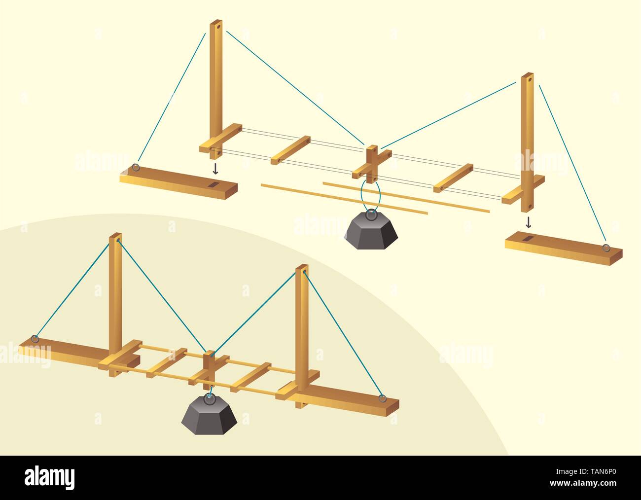 Scheme of Bridge construction. Connection an design. Vector ...