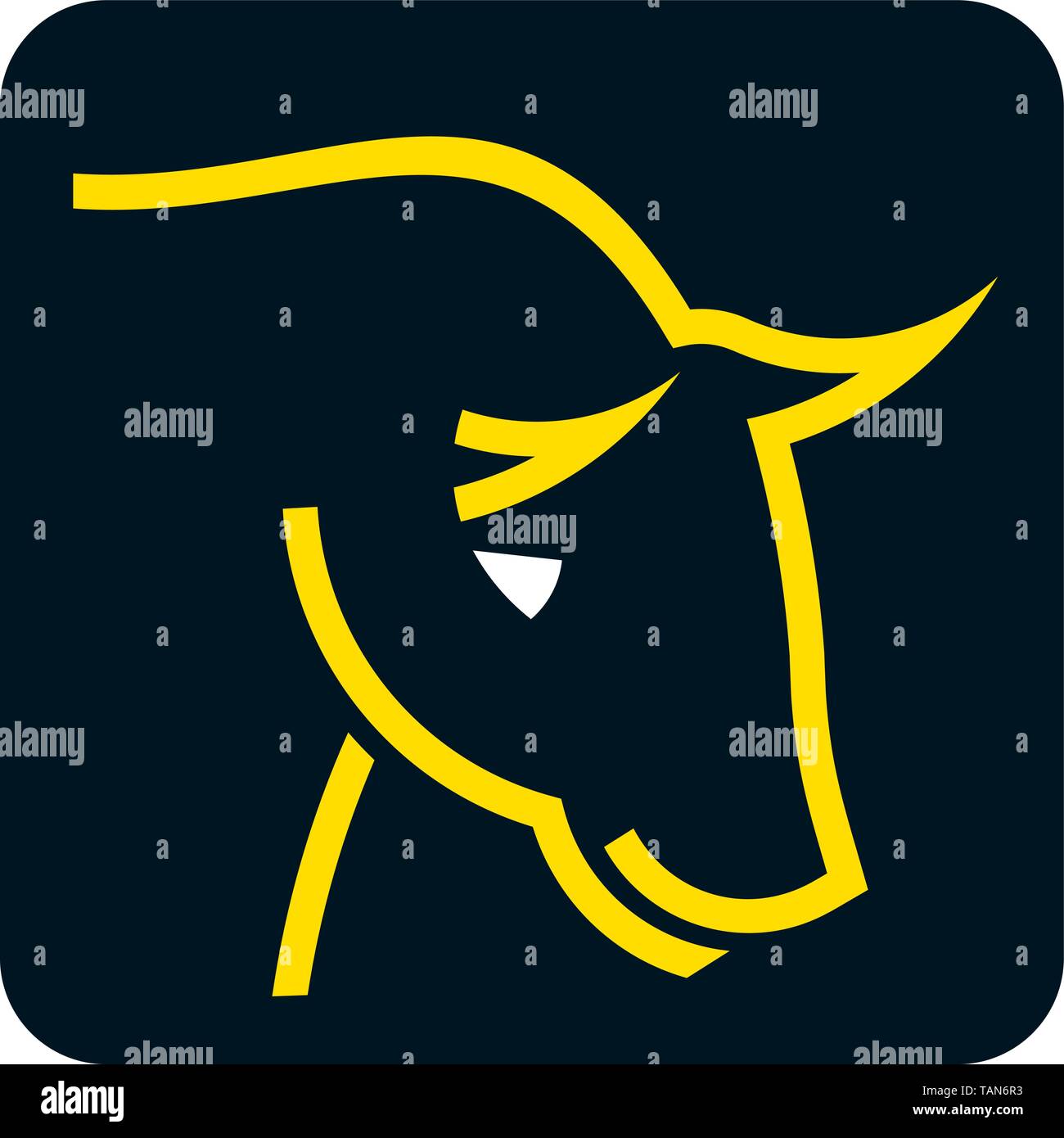 Vector illsutration of brave bull head icon in yellow and black Stock ...