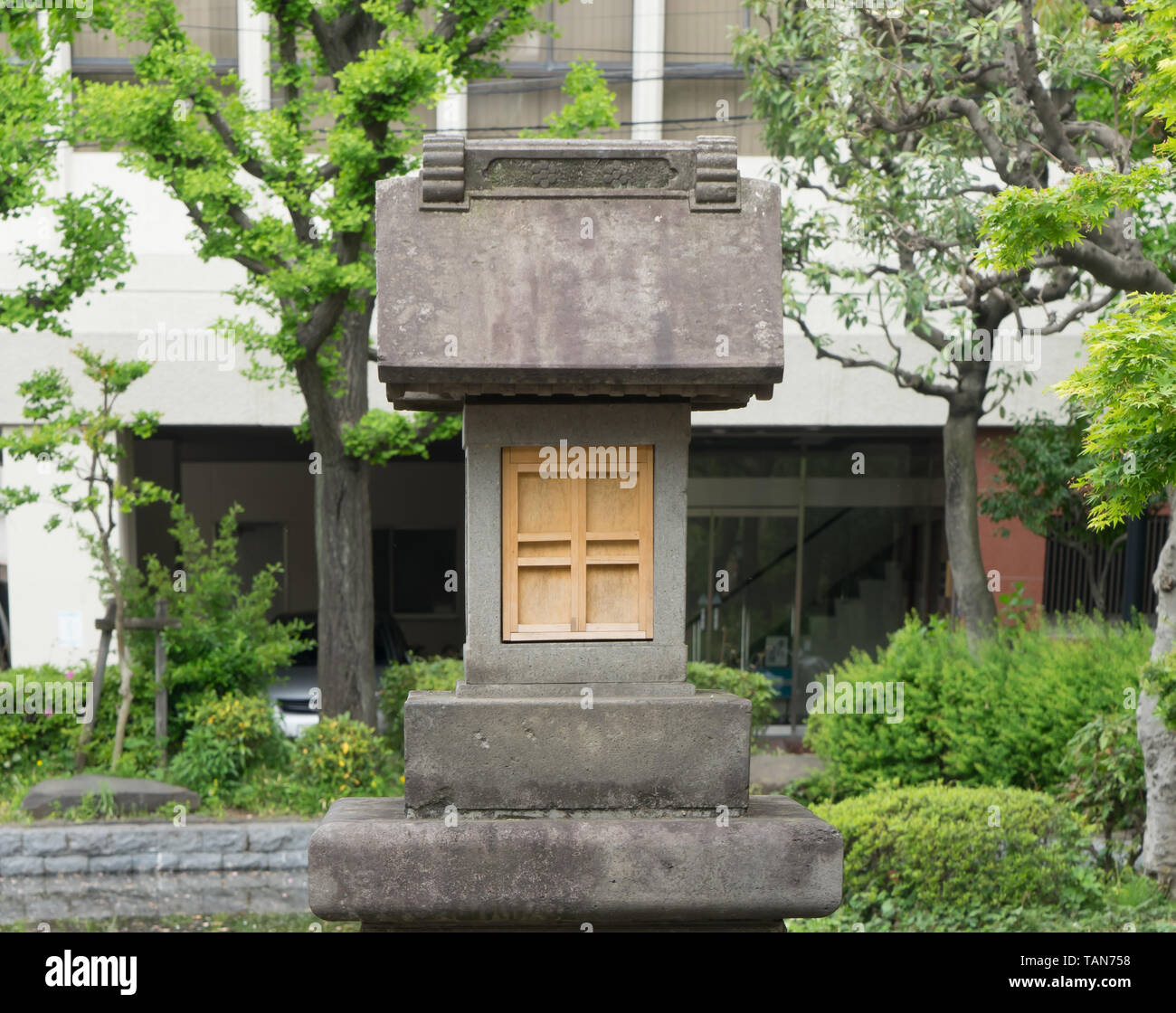 Rock House Sculpture in Japanese Garden Stock Photo - Alamy