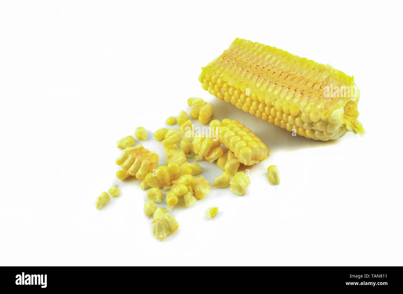 fresh young baby sweet corn slice isolated on white background Stock ...