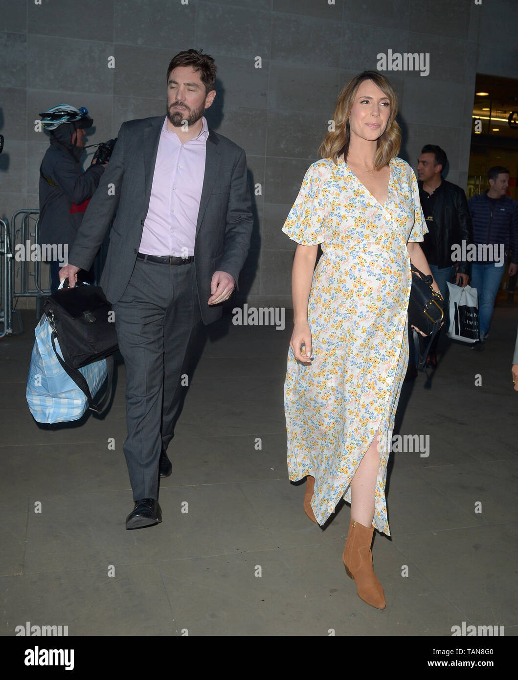 Pregnant Alex Jones and her husband Charlie Thomson visit the BBC The ...