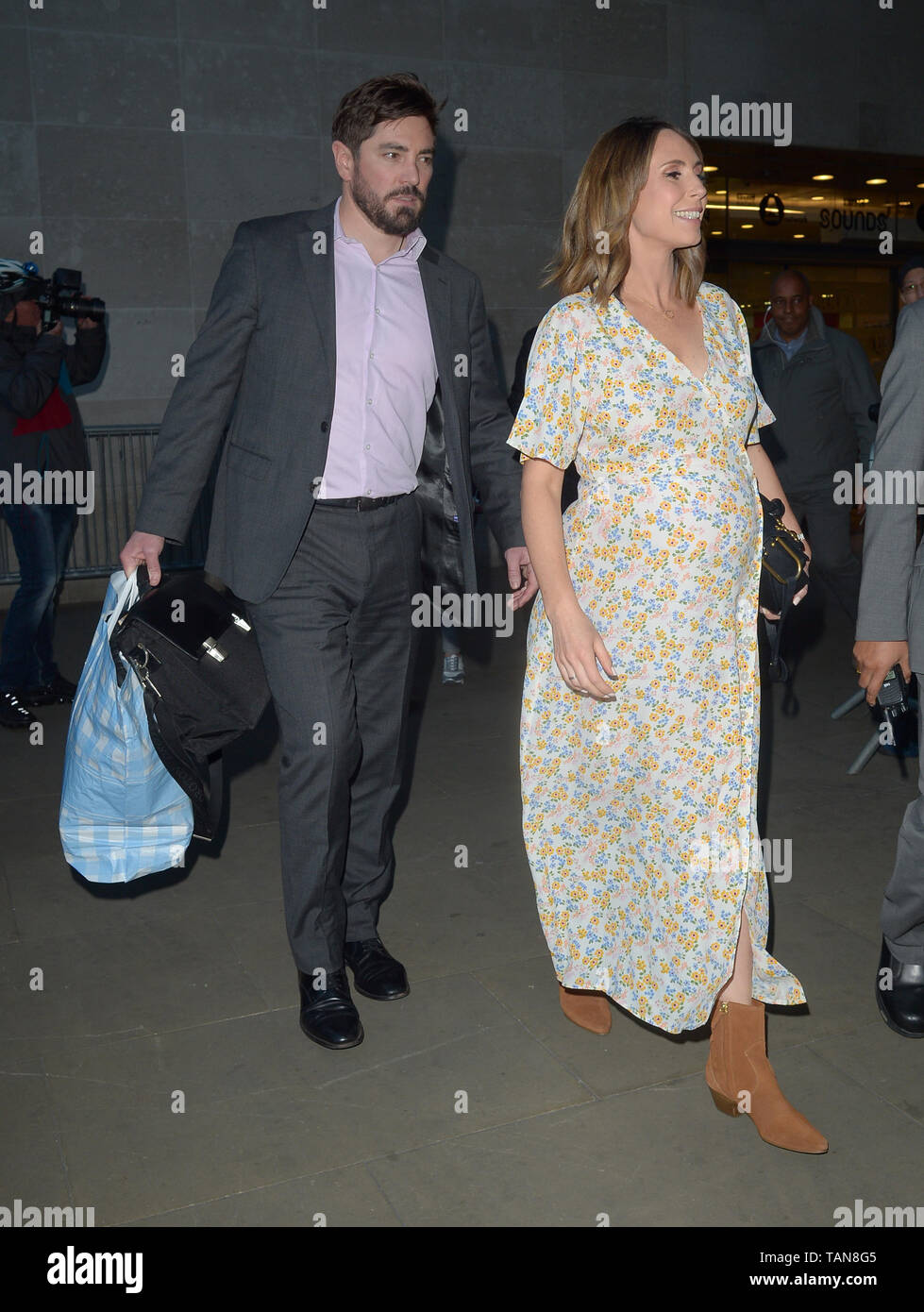 Pregnant Alex Jones and her husband Charlie Thomson visit the BBC The ...