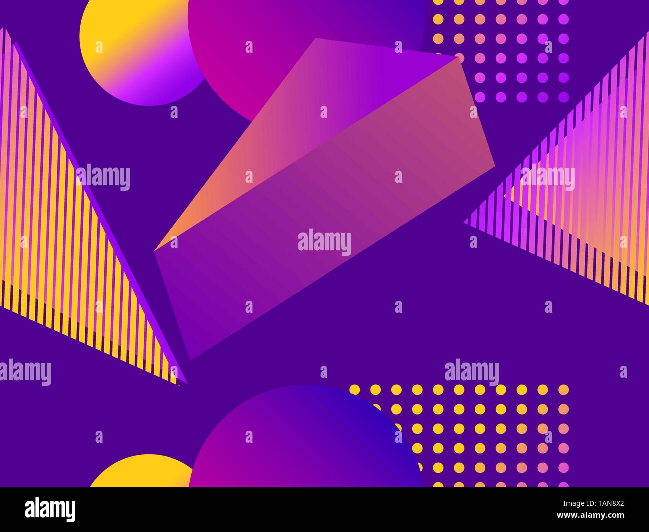 Geometric seamless pattern in memphis style of the 80s. Fluid gradient ...