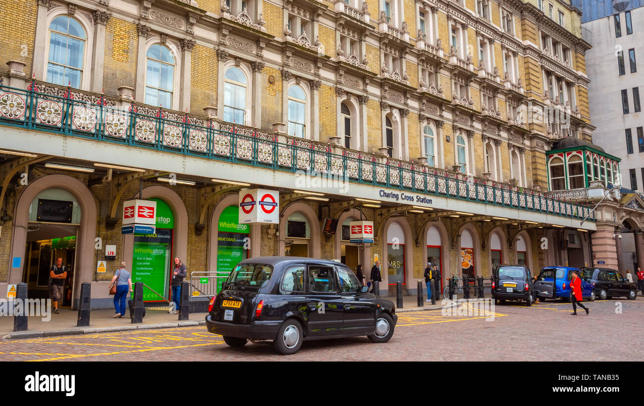 London, UK - May 14 2018: Charing Cross station is the terminus of the ...