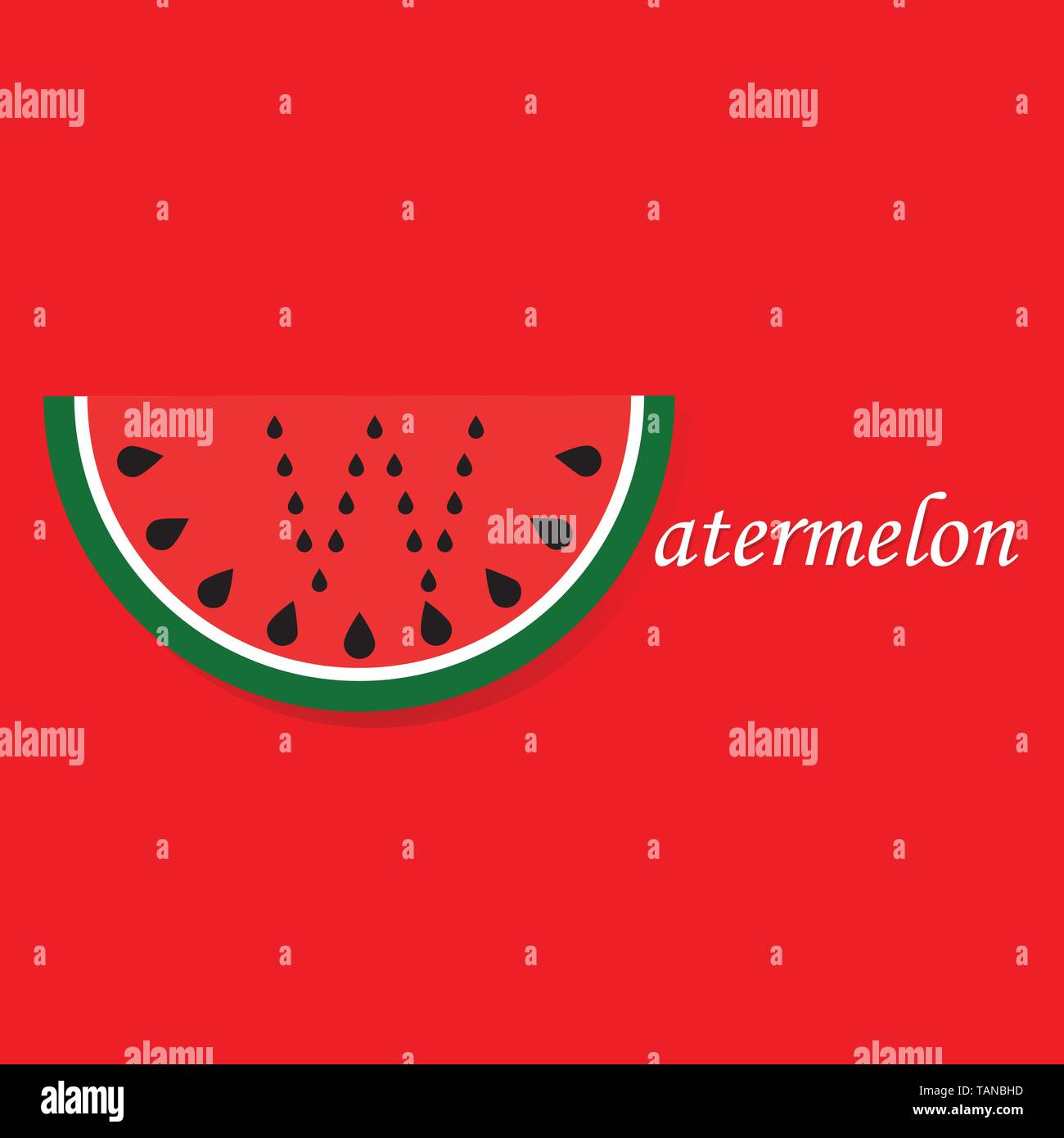 Watermelon slice with letter w made of seeds on red background Stock ...