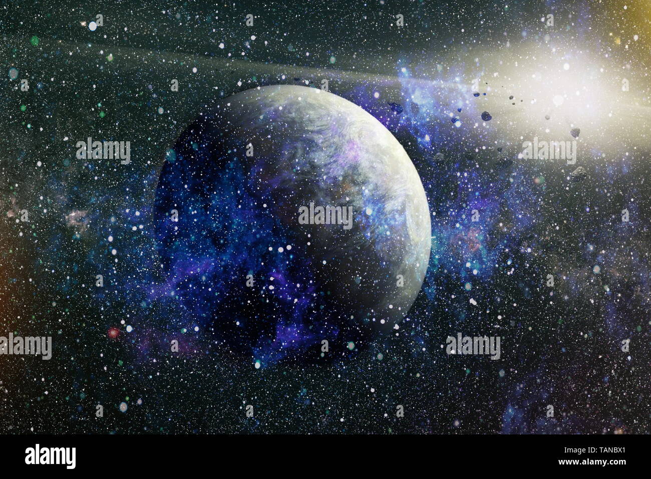 Sparkle shinny blue star particle motion on black background, starlight ...