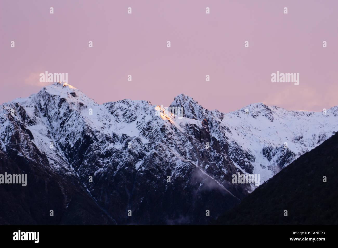 Winter landscape with alps at sunrise hi-res stock photography and ...