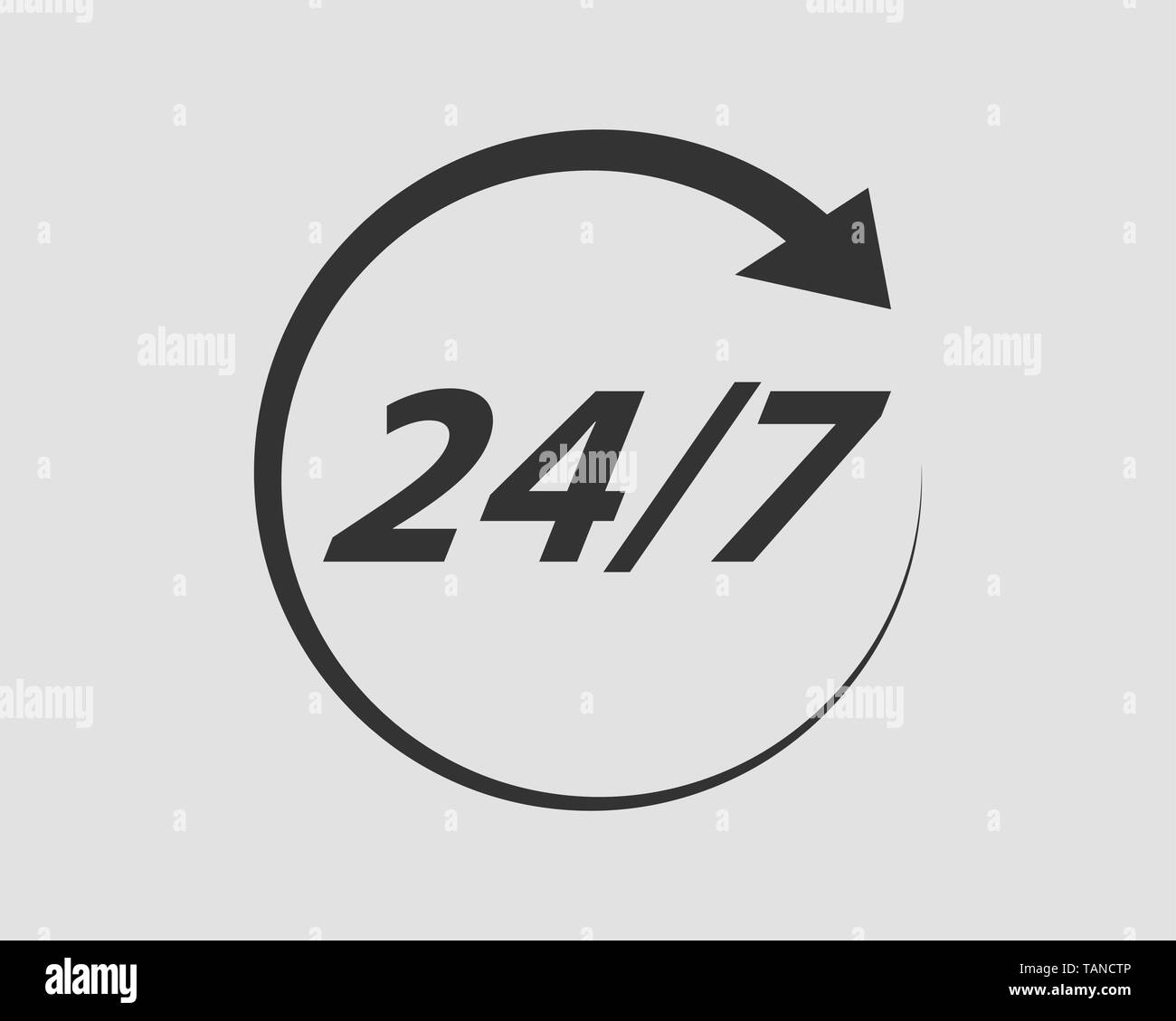 24/7 icon vector. 24 hour service clock Stock Vector Image & Art - Alamy