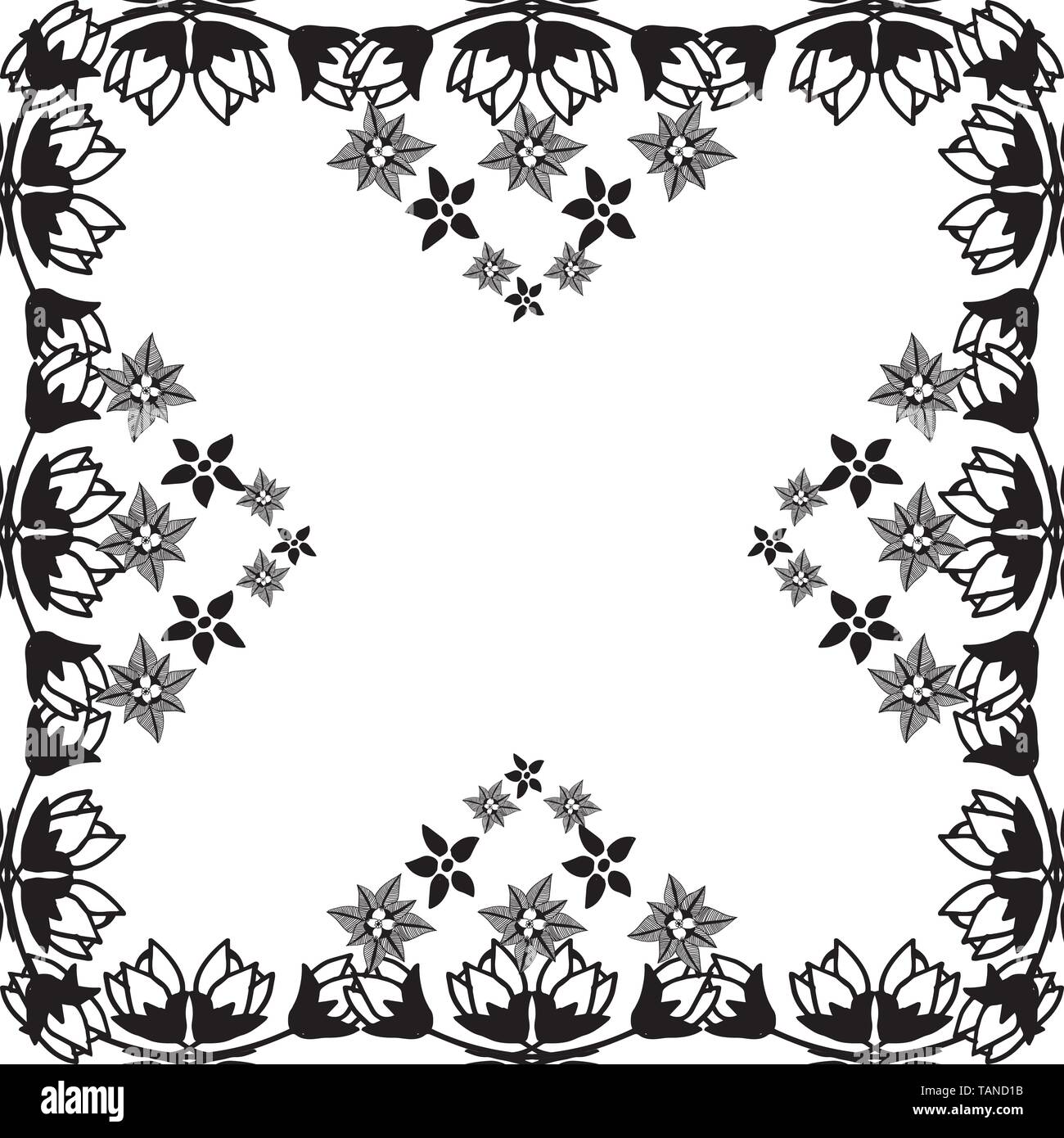 Vector illustration calligraphic style for design flower frame hand ...