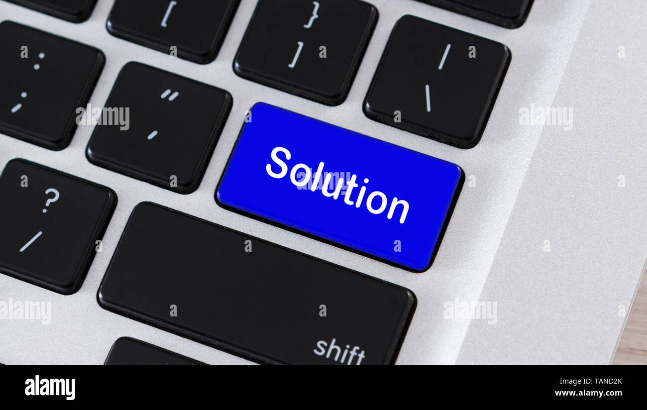 Word Solution on enter key of computer keyboard Stock Photo - Alamy