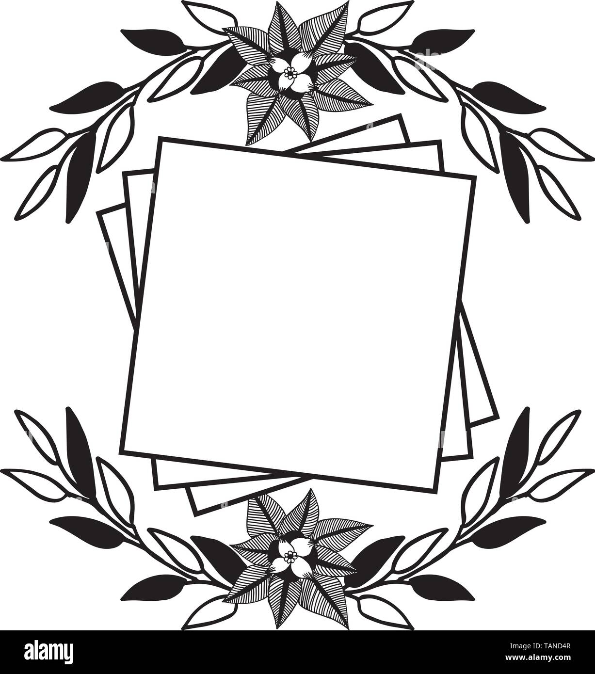 Vector illustration calligraphic style for design flower frame hand ...