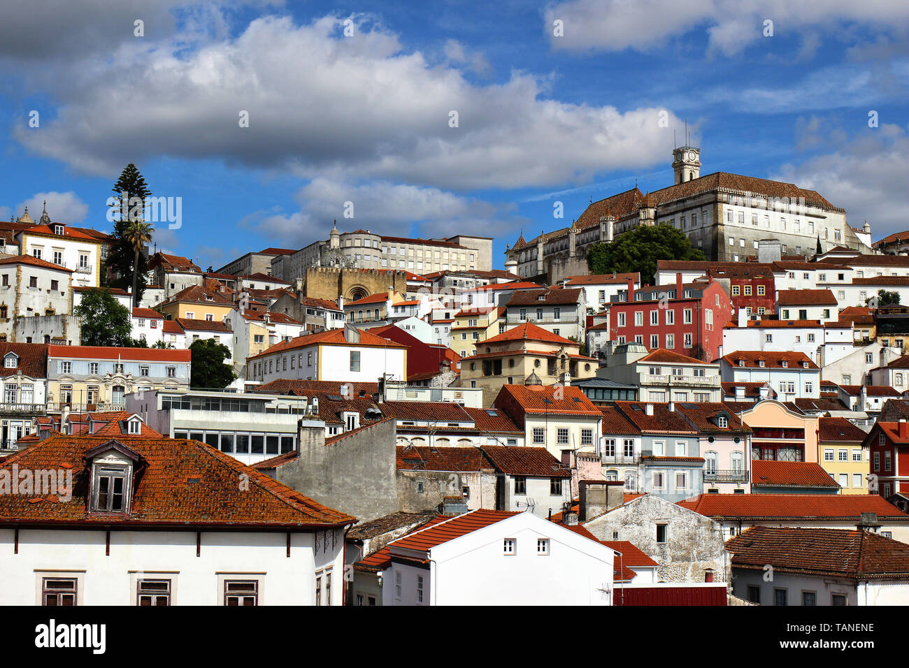 Panorama of Coimbra town, former medieval capital of Portugal. View of ...