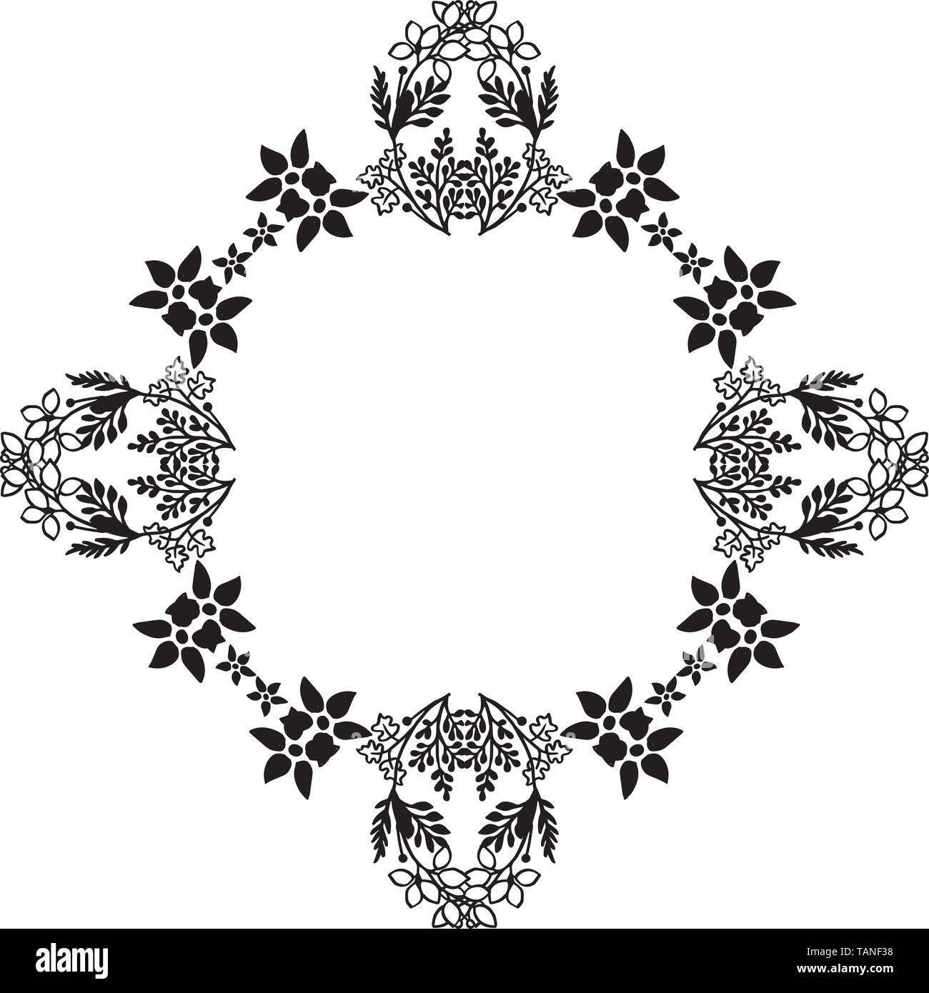 Vector illustration element calligraphic flower frame with beautiful ...