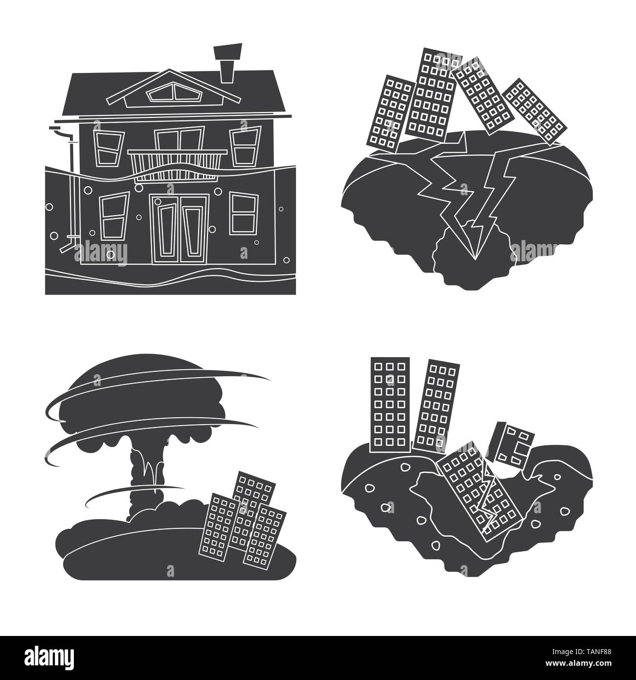 Vector illustration of calamity and crash icon. Collection of calamity ...