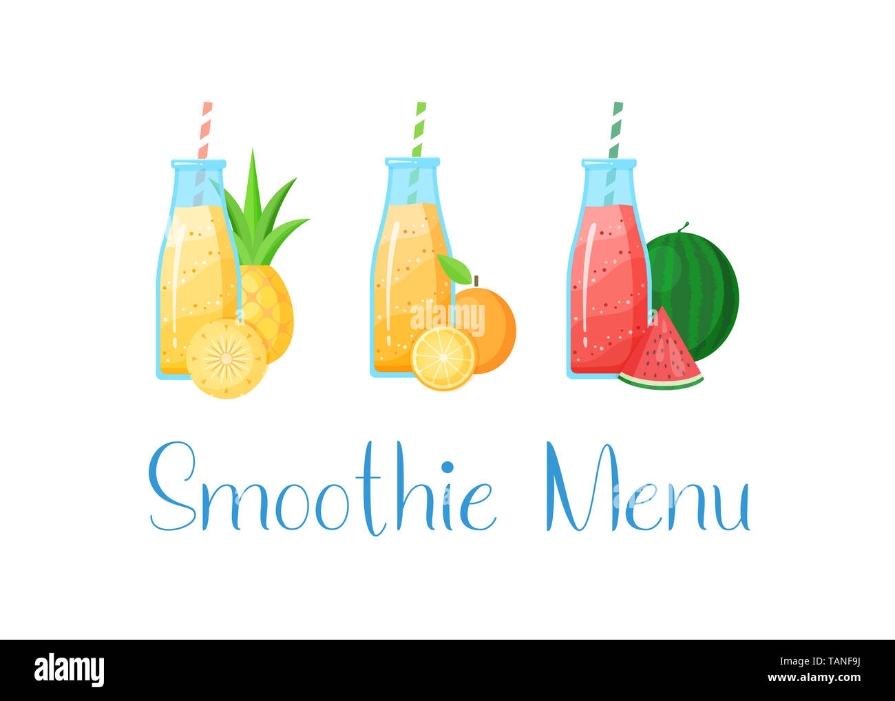 Set of smoothie banner vitamin drink illustration. Fresh vegetarian ...