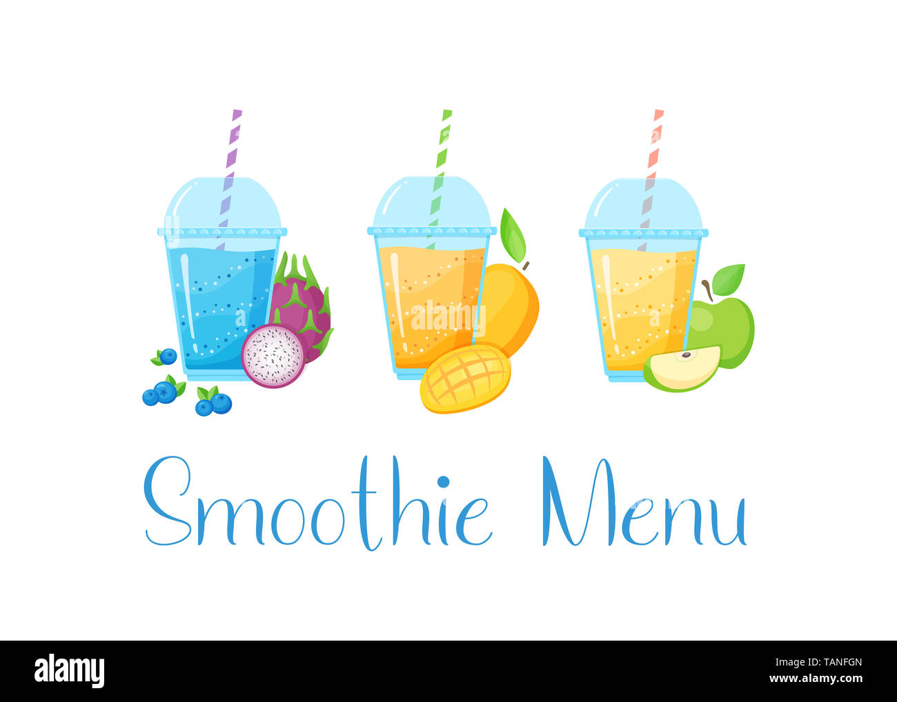 Vegeterian smoothie shake cocktail collection illustration. Isolated on ...